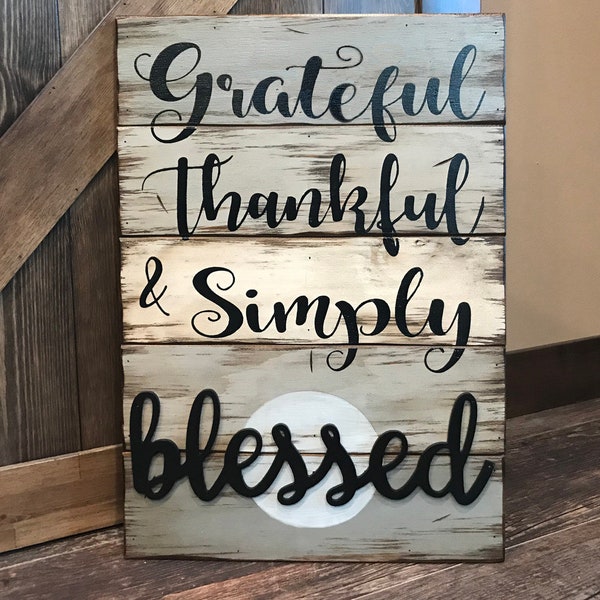 Grateful Thankful Blessed Sign - Etsy