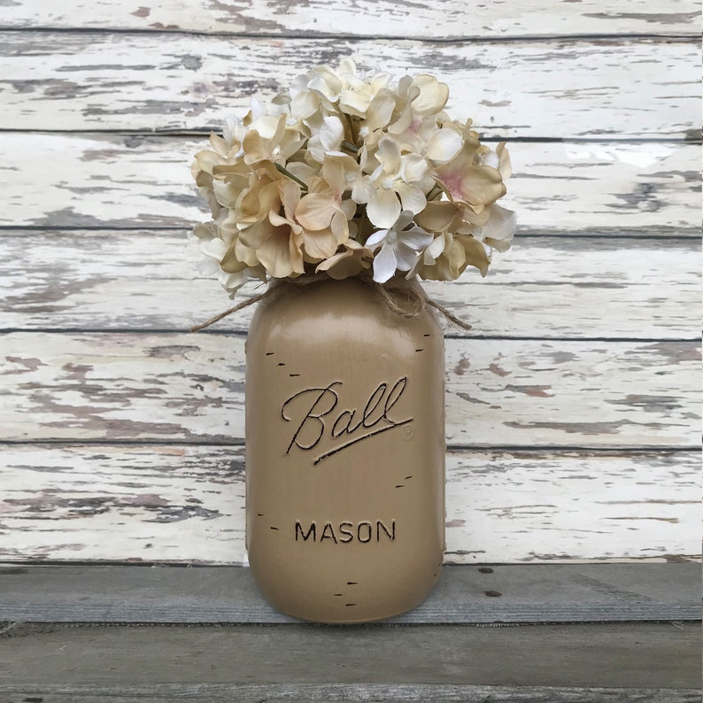 MASON JAR Decor Distressed Ball QUART Hand Painted Reclaimed - Etsy