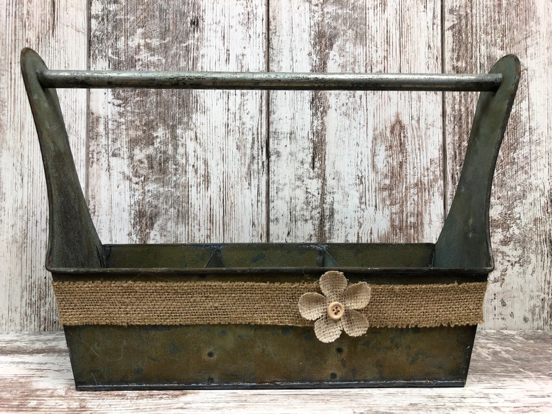 Metal CADDY With Dividers -rustic Reclaimed GRUNGE Centerpiece (jars ...