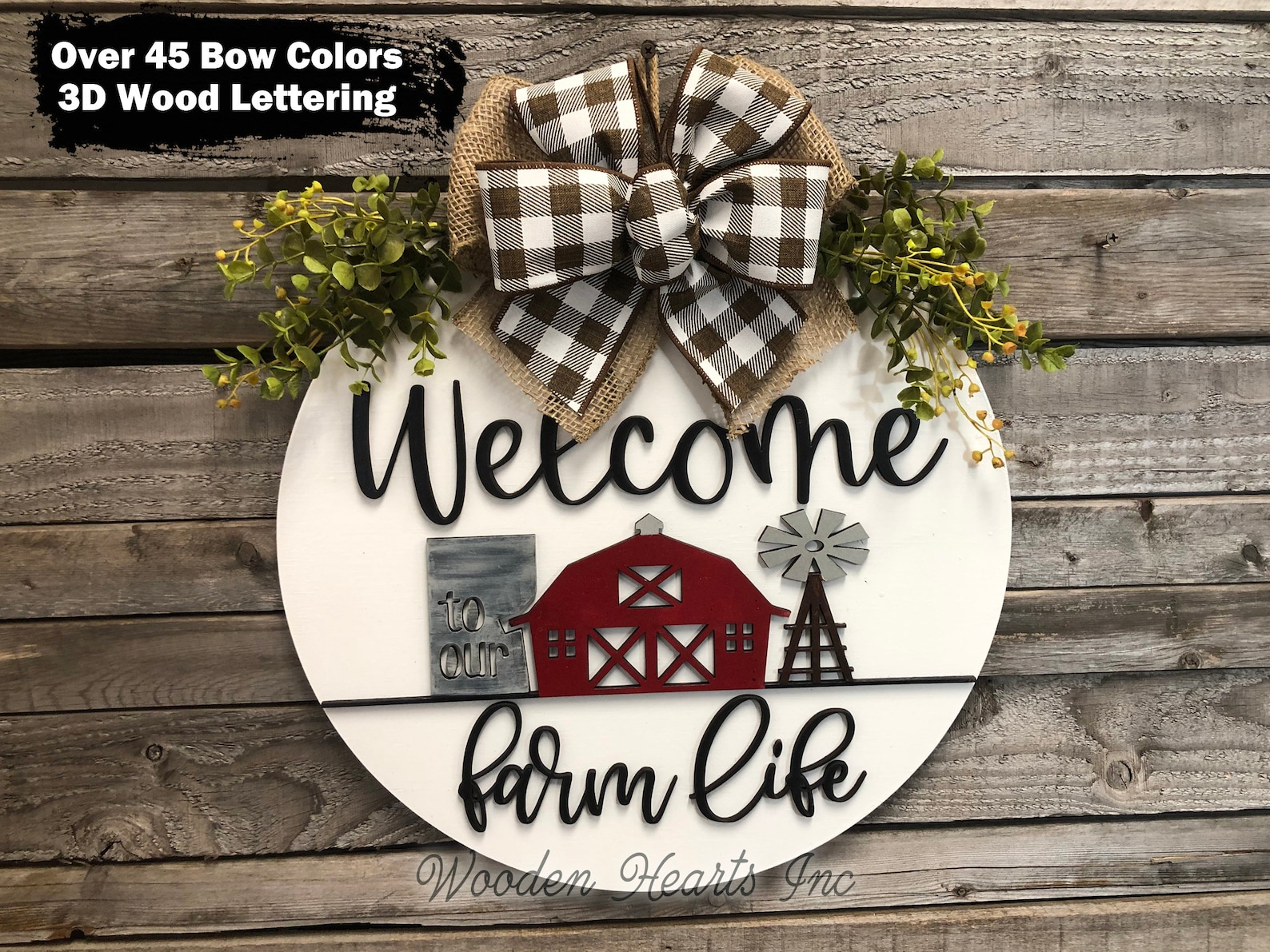 FARM Sign Wood WELCOME to our Farm Life Front Door Hanger | Etsy