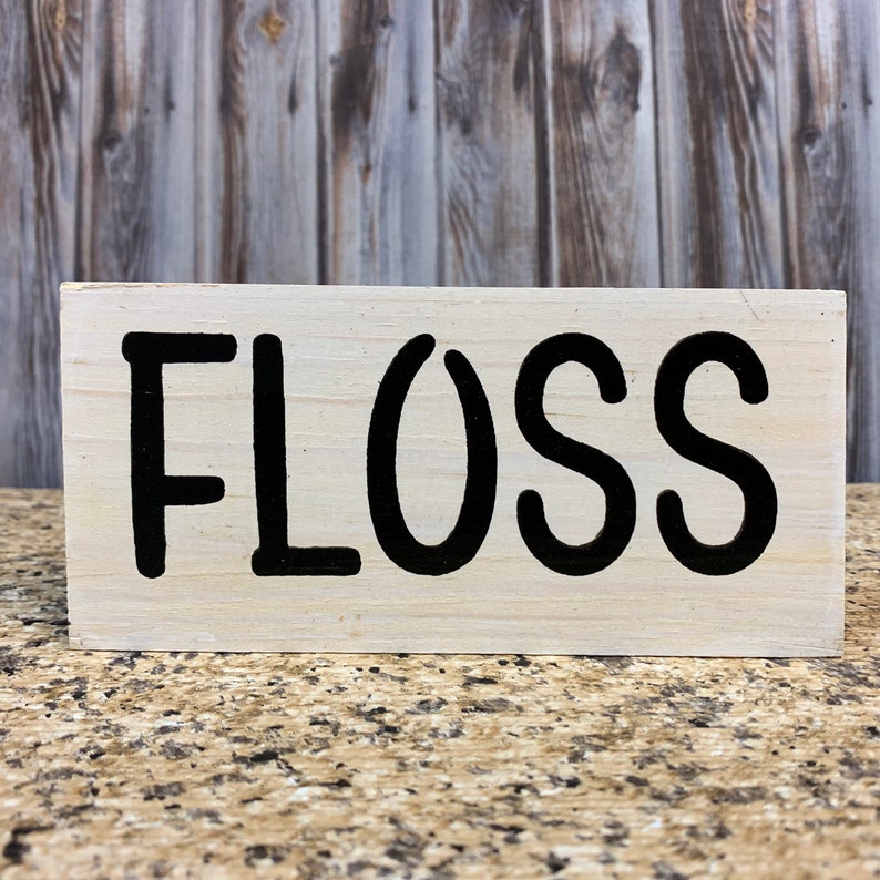 BATHROOM Sign BLOCK Brush Floss Wash Flush Save Water - Etsy