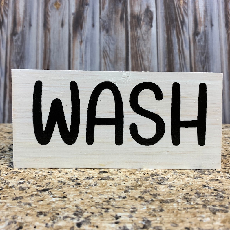 BATHROOM Sign BLOCK Brush Floss Wash Flush Save Water - Etsy