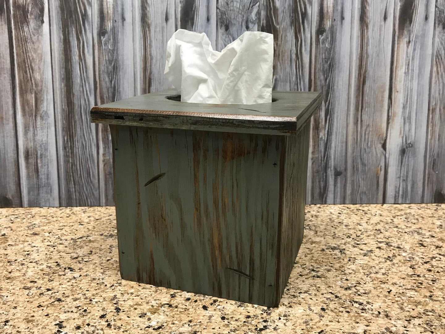 TISSUE BOX COVER, Wood Kleenex Holder, Square, Kitchen Bathroom, Wooden ...