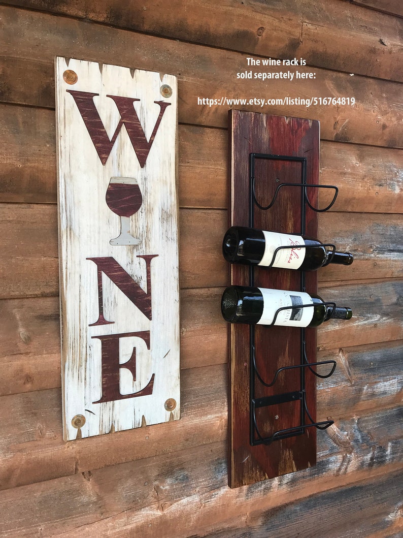WINE With Wine Glass Sign VERTICAL Winery Bar Man Cave - Etsy
