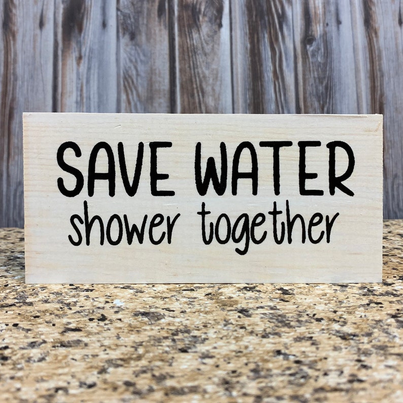 BATHROOM Sign BLOCK Brush Floss Wash Flush Save Water - Etsy