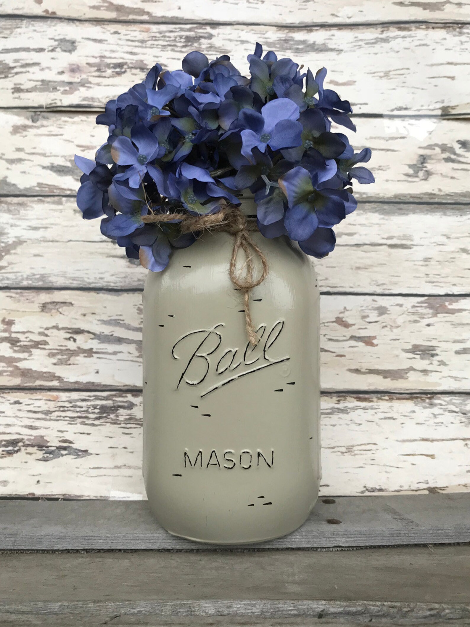 MASON JAR Decor Distressed Ball QUART Hand Painted Reclaimed - Etsy