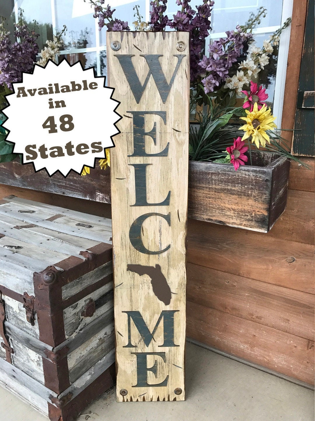 FLORIDA STATE Sign Vertical, Indoor / Outdoor, Farm Home Lake or ...