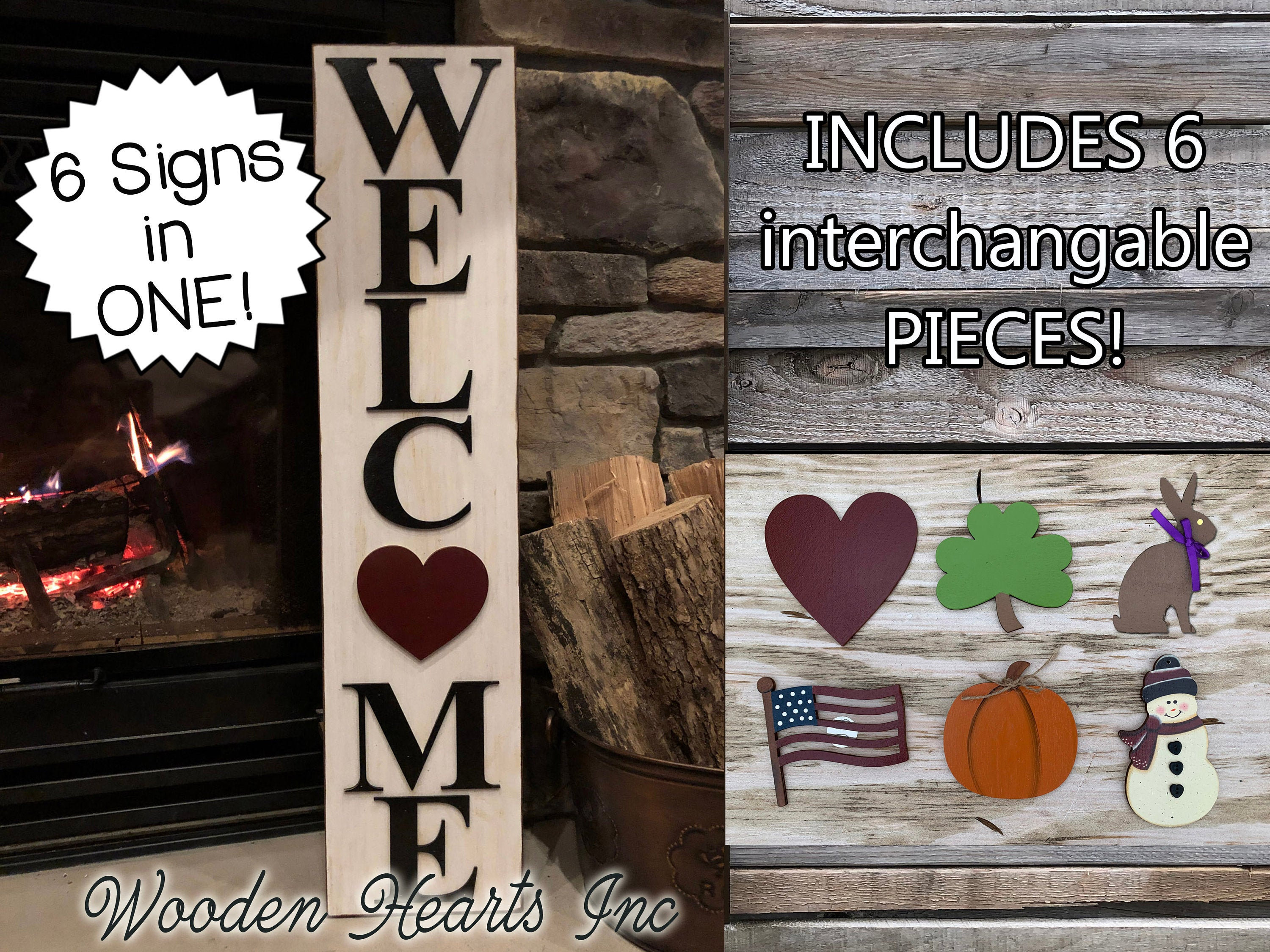 Interchangeable O Welcome Sign 31 Vertical Porch Sign | Etsy