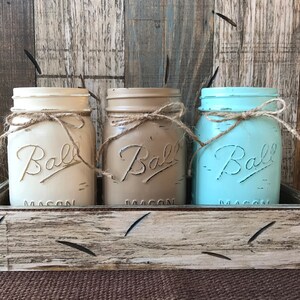 MASON Jar Decor Centerpiece (flowers Optional), 3 Ball Painted Pint ...