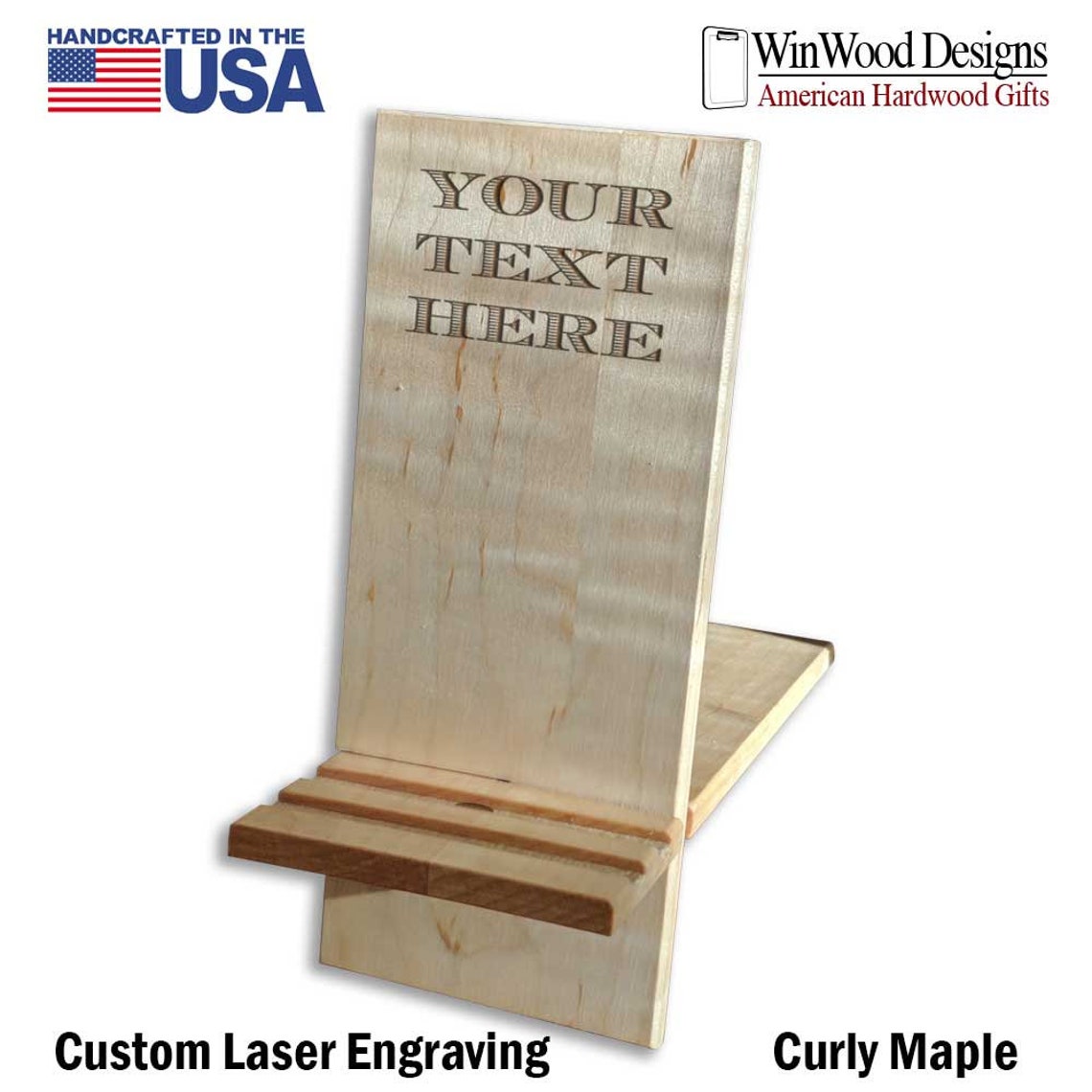 Custom Wood Phone Stand Personalized Phone Stands Hardwood | Etsy