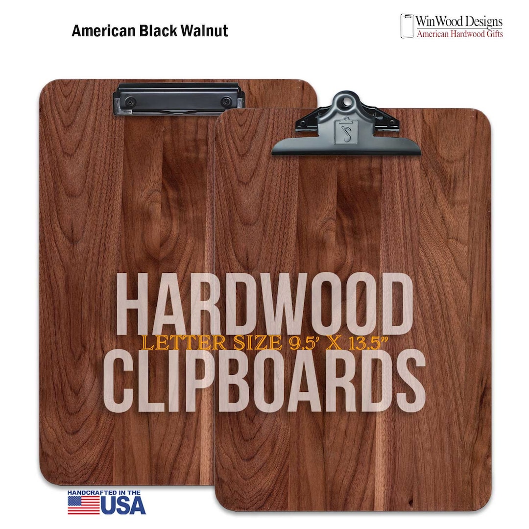 Engravable Walnut Clipboard, Solid Wood Clipboards, Letter-size ...