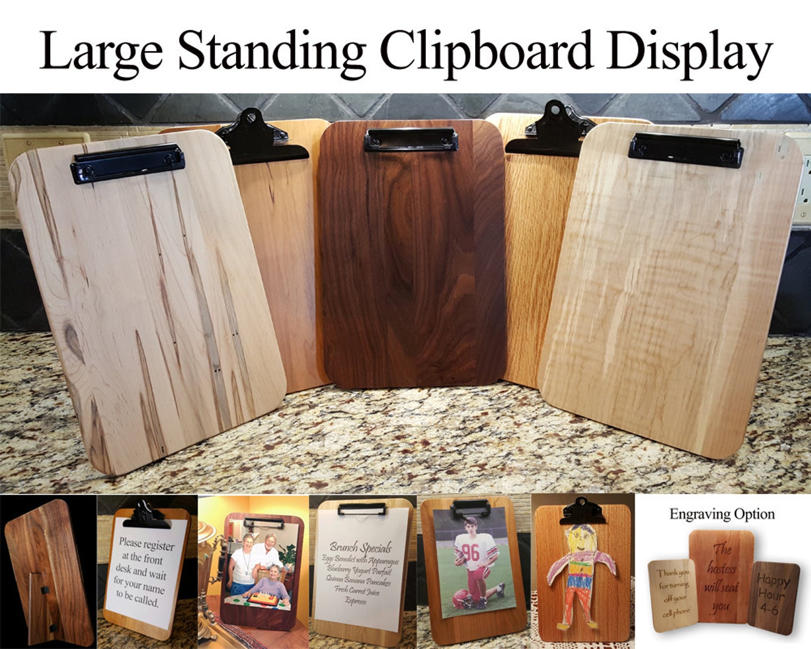 Standing Clipboard Hardwood Display Easel Information | Etsy