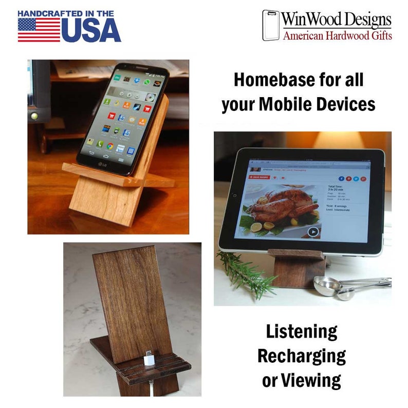 Personalized Phone Stands Hardwood Tablet Holder Custom Wood - Etsy