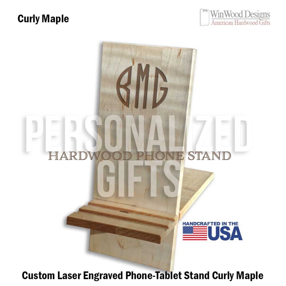 Custom Wood Phone Stand, Personalized Phone Stands, Hardwood Phone ...