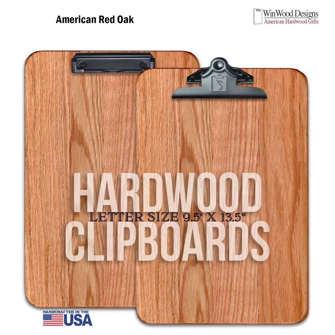Letter Size Clipboard, Solid Hardwood Office and Home Wooden Clipboards ...