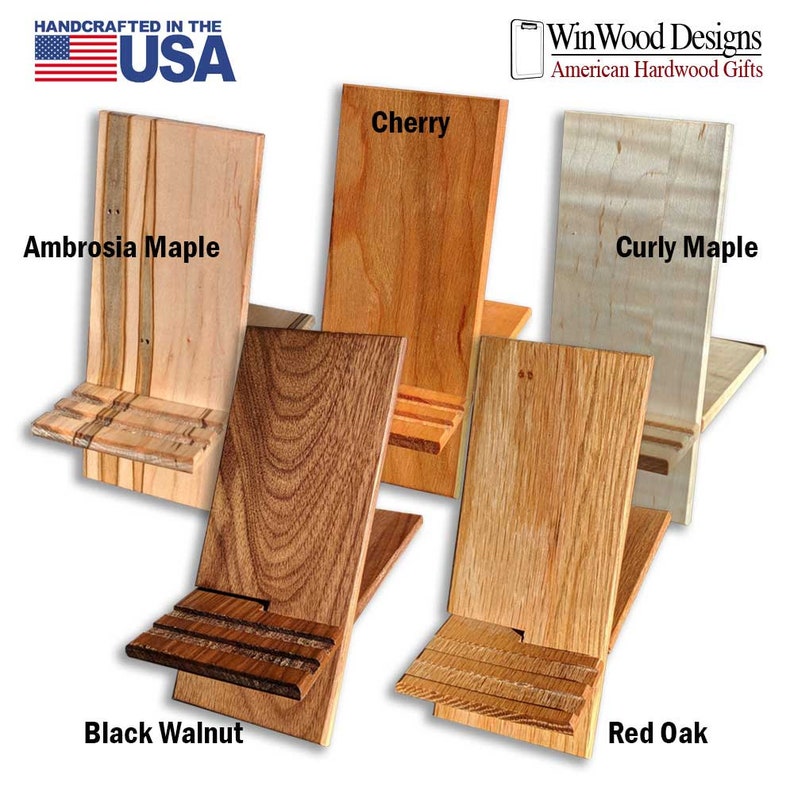 Custom Wood Phone Stand Personalized Phone Stands Hardwood | Etsy