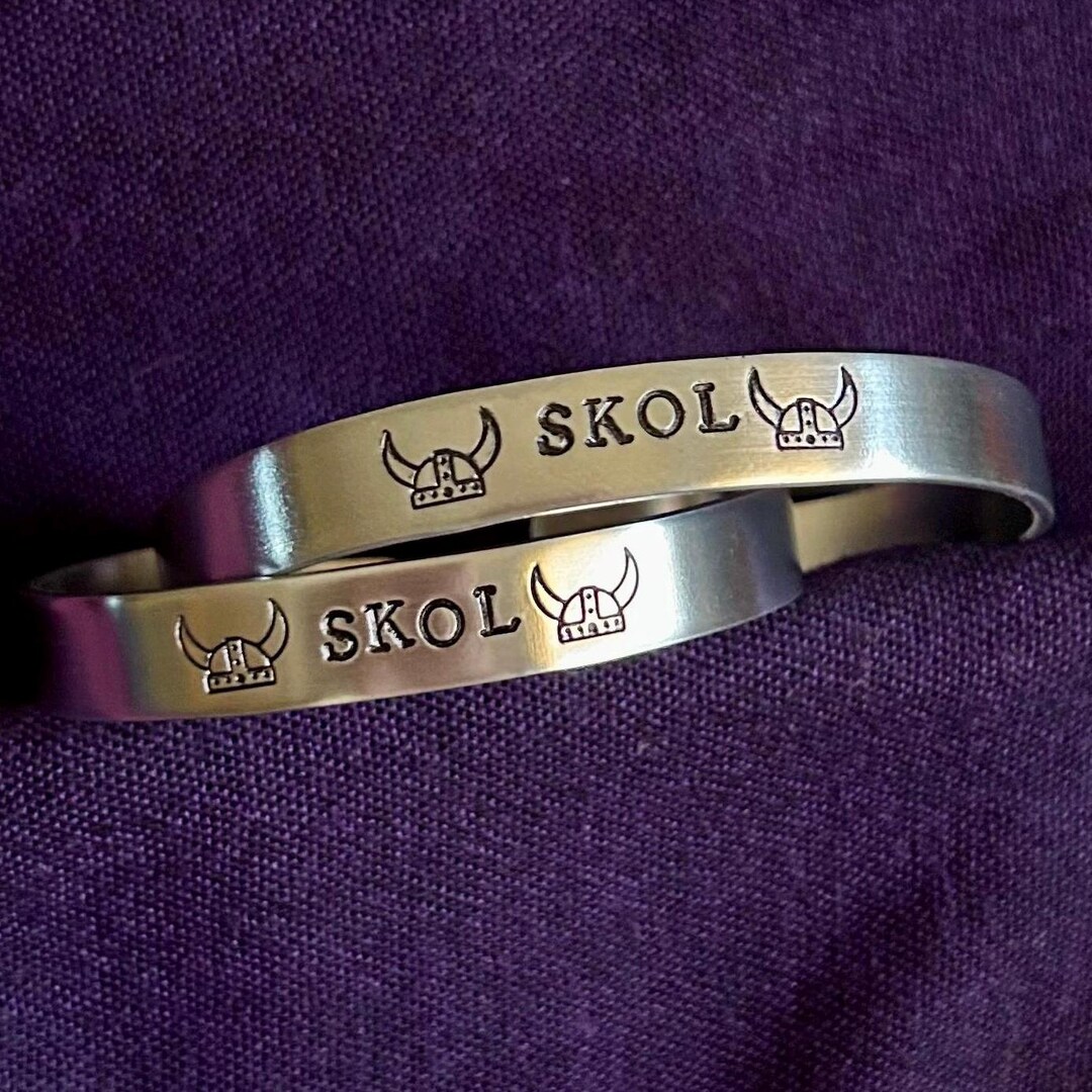 SKOL | Go Vikings! | Cuff Bracelet | Vikings Helmet | Hand Stamped ...