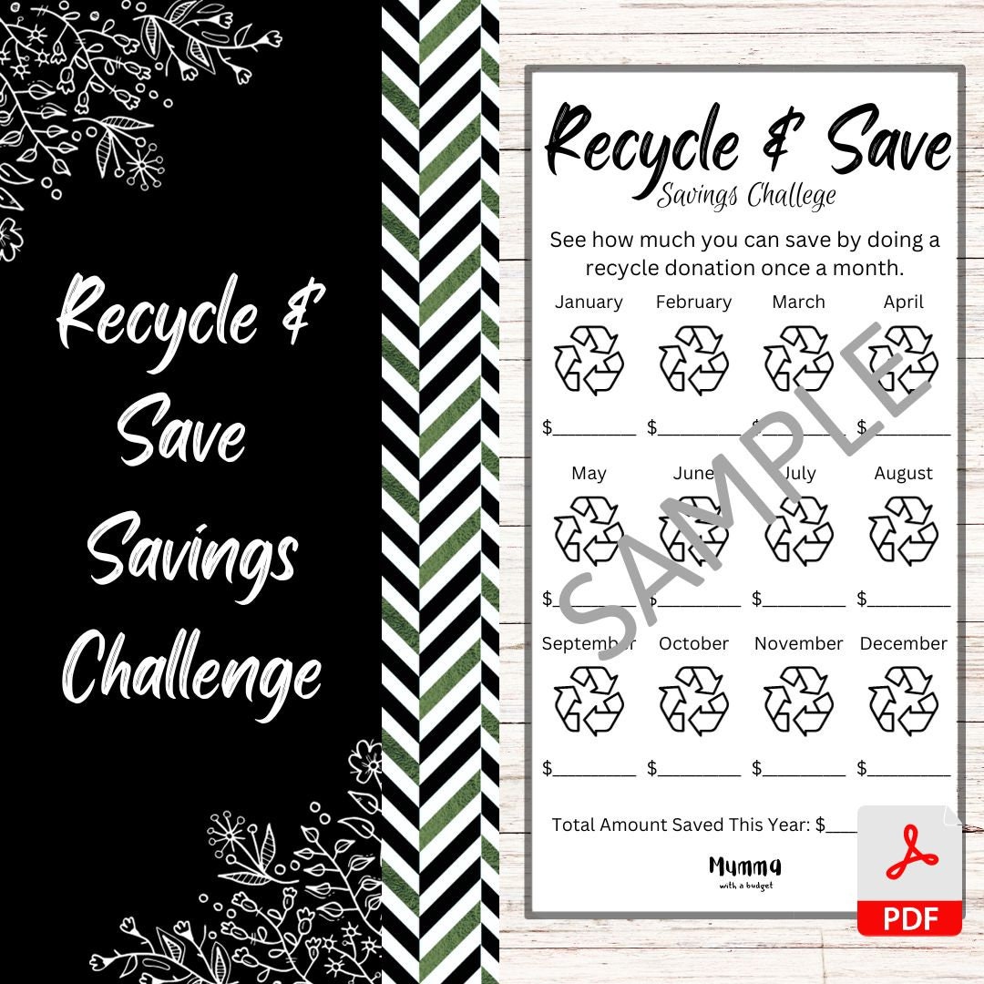 Recycle and Save Savings Challenge A4 & A6 Printable PDF Sinking Funds ...