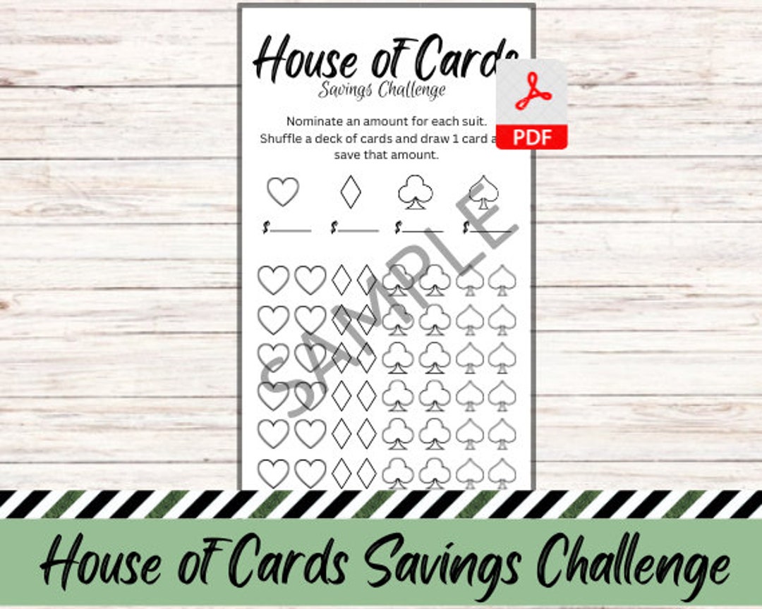 House of Cards Savings Challenge A6 Printable PDF Sinking Funds ...