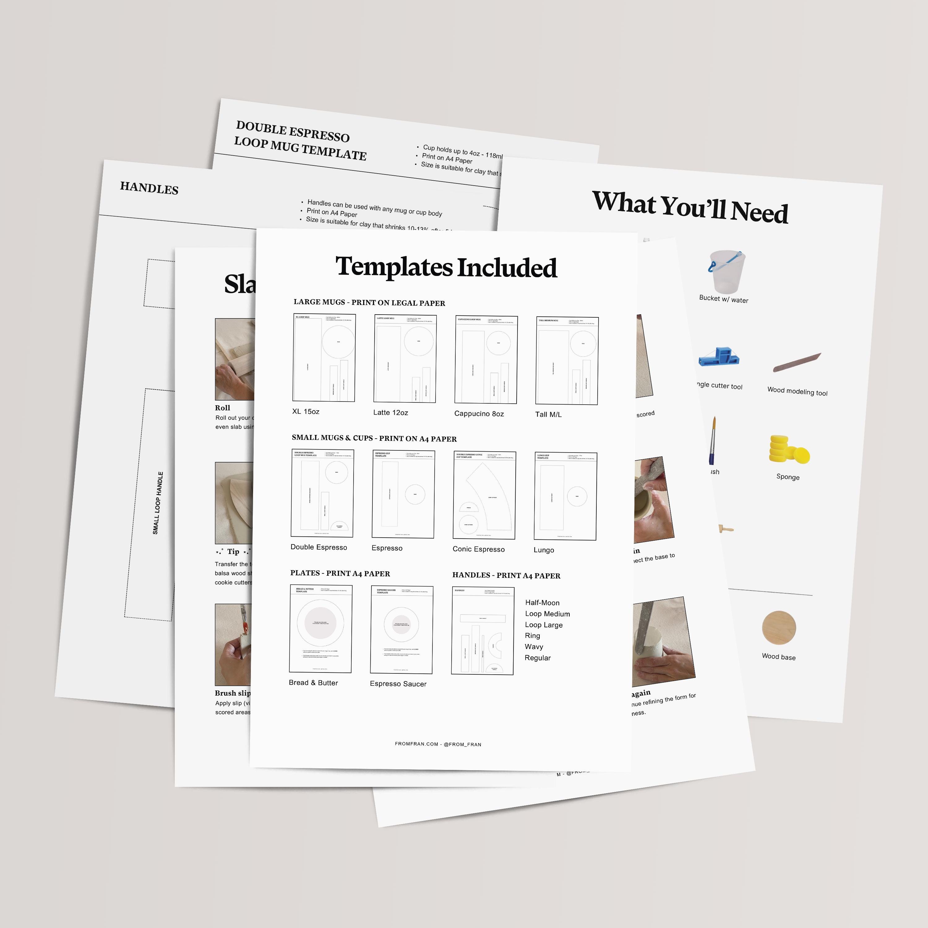Pottery Template Mugs Bundle | Slab Building Pottery Template | Ceramic ...