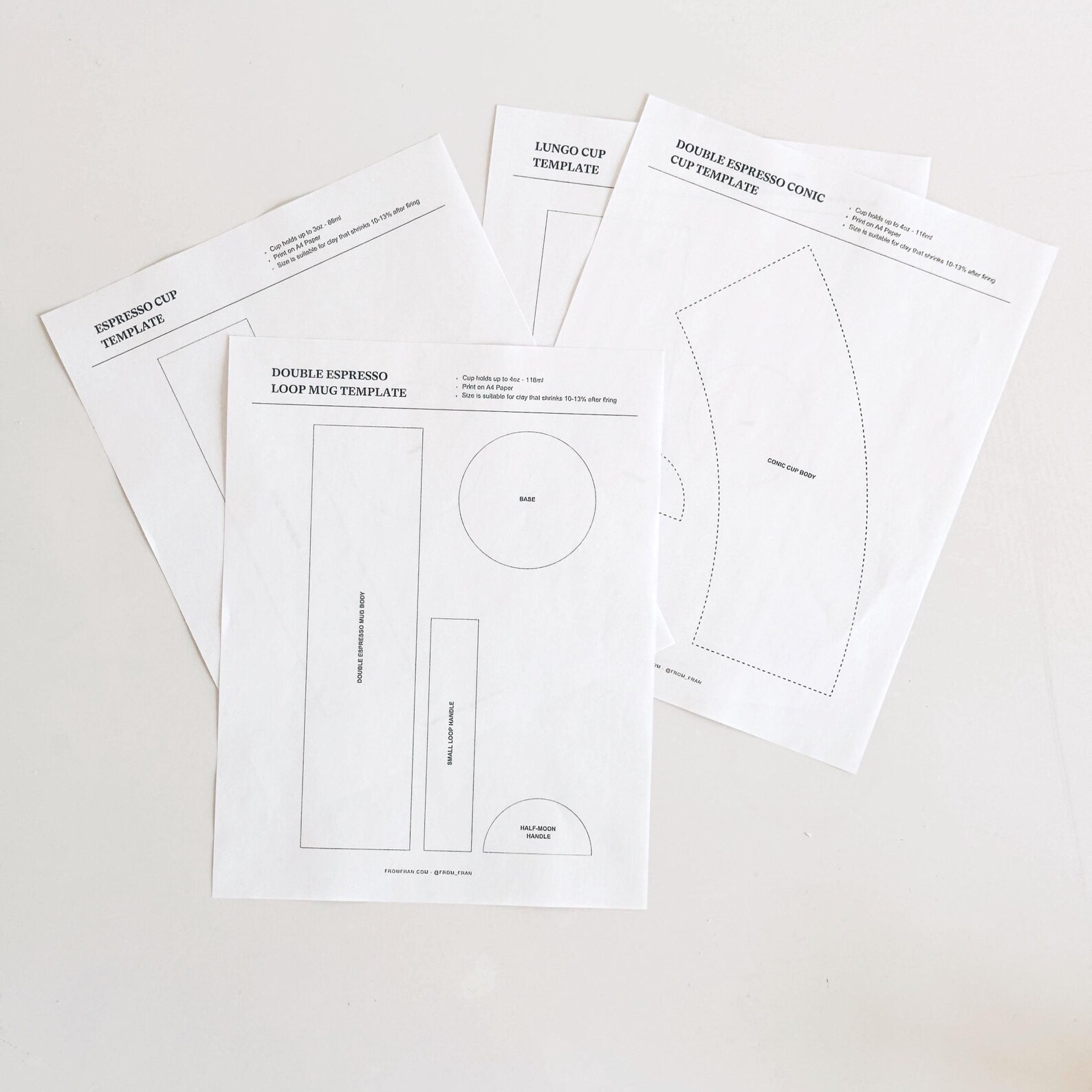 Pottery Template Mugs Bundle | Slab Building Pottery Template | Ceramic ...