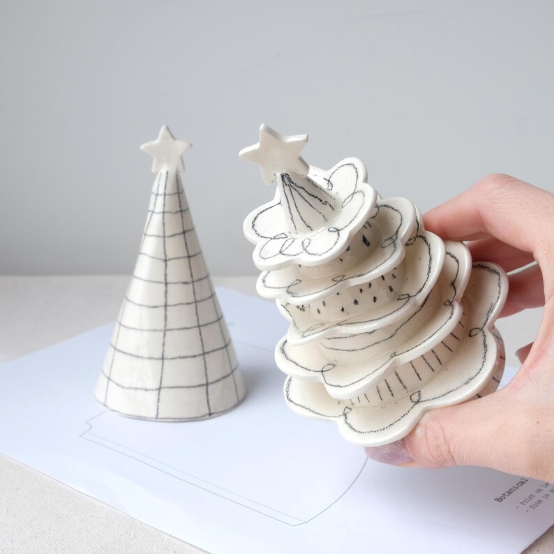 Christmas Tree Pottery Template Set • Minimal + Botanical PDF • Holiday ...