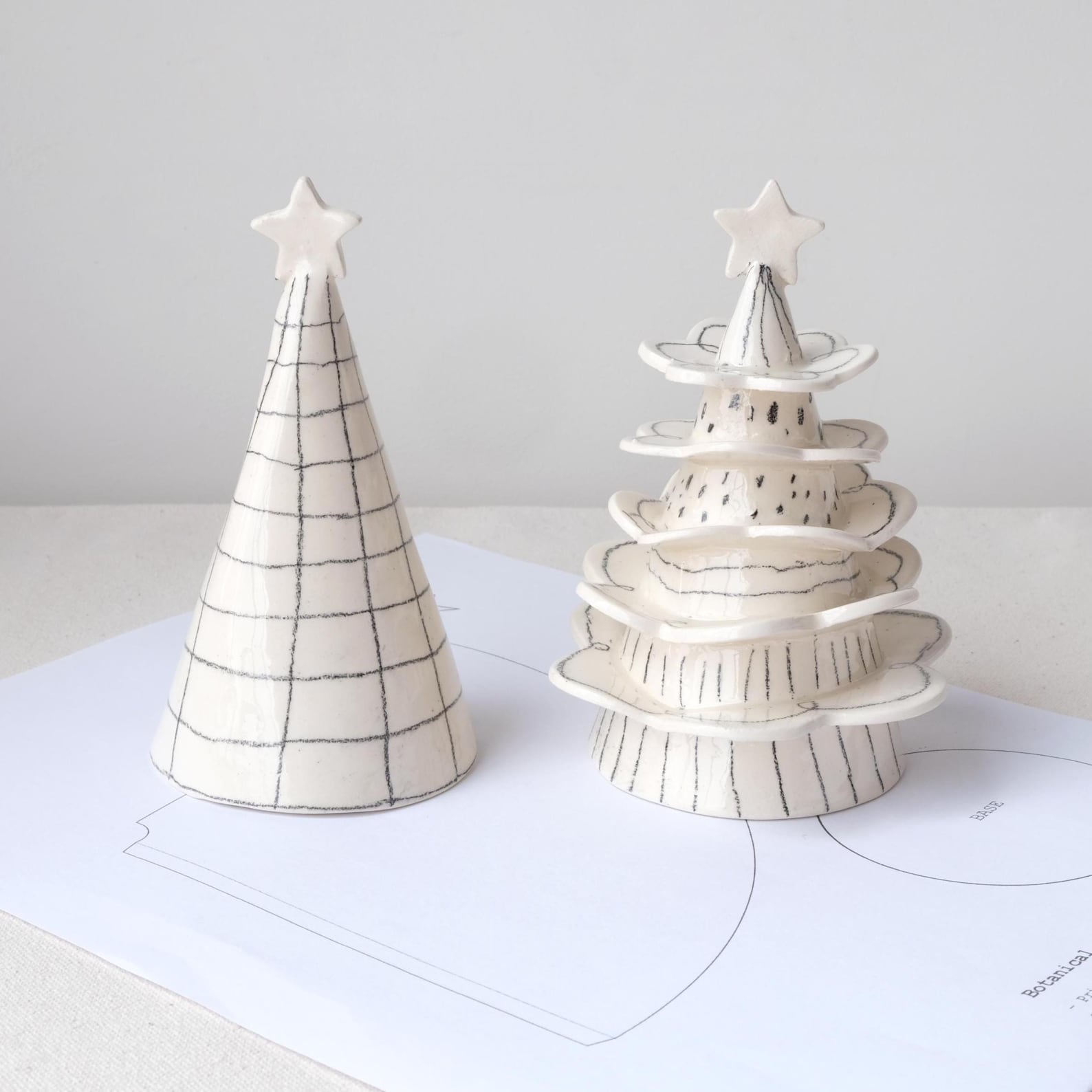 Christmas Tree Pottery Template Set • Minimal + Botanical PDF • Holiday ...