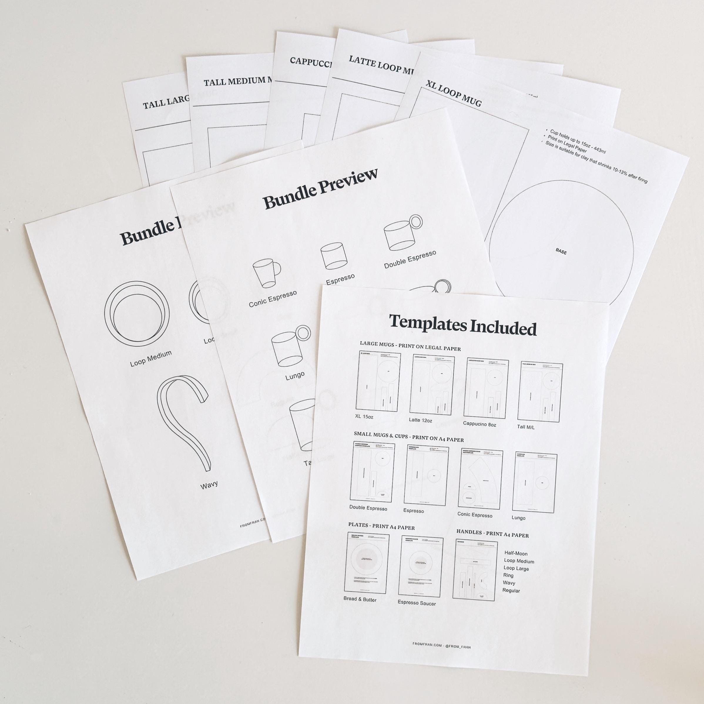 Pottery Template Mugs Bundle | Slab Building Pottery Template | Ceramic ...