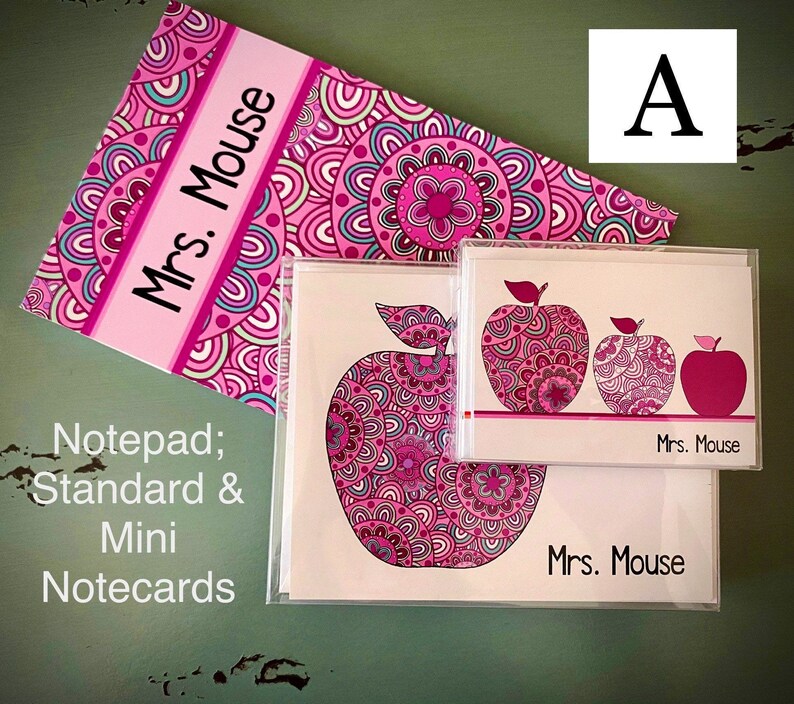 Personalized Teacher Notecards Apple Notepads Set Gift - Etsy