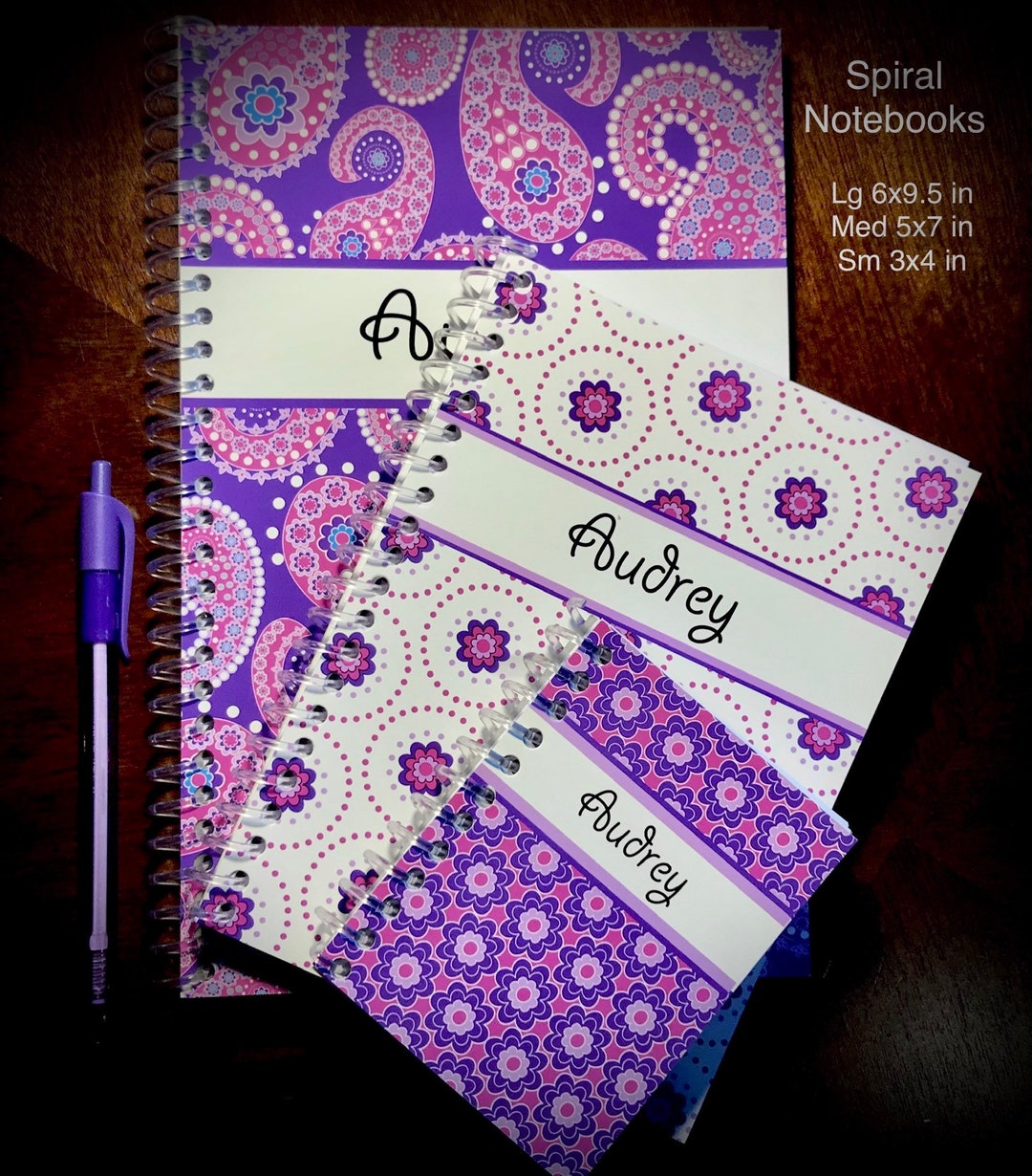 Personalized Notebook girl teen Teacher Note card Notepad Floral Gift ...
