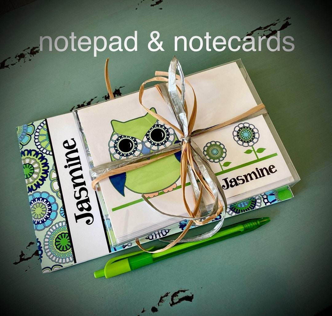 Personalized Owl Notecards for Teacher Colorful Notepads Girl KALLI OWL ...
