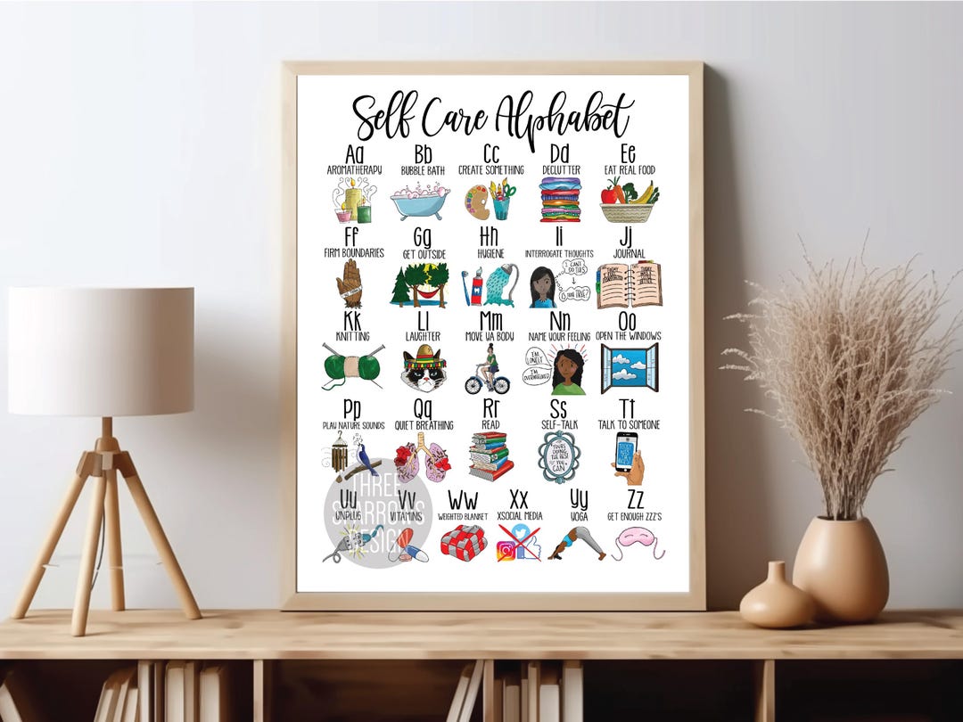 Self Care Alphabet Art Print: Mental Health ABC Poster (digital ...