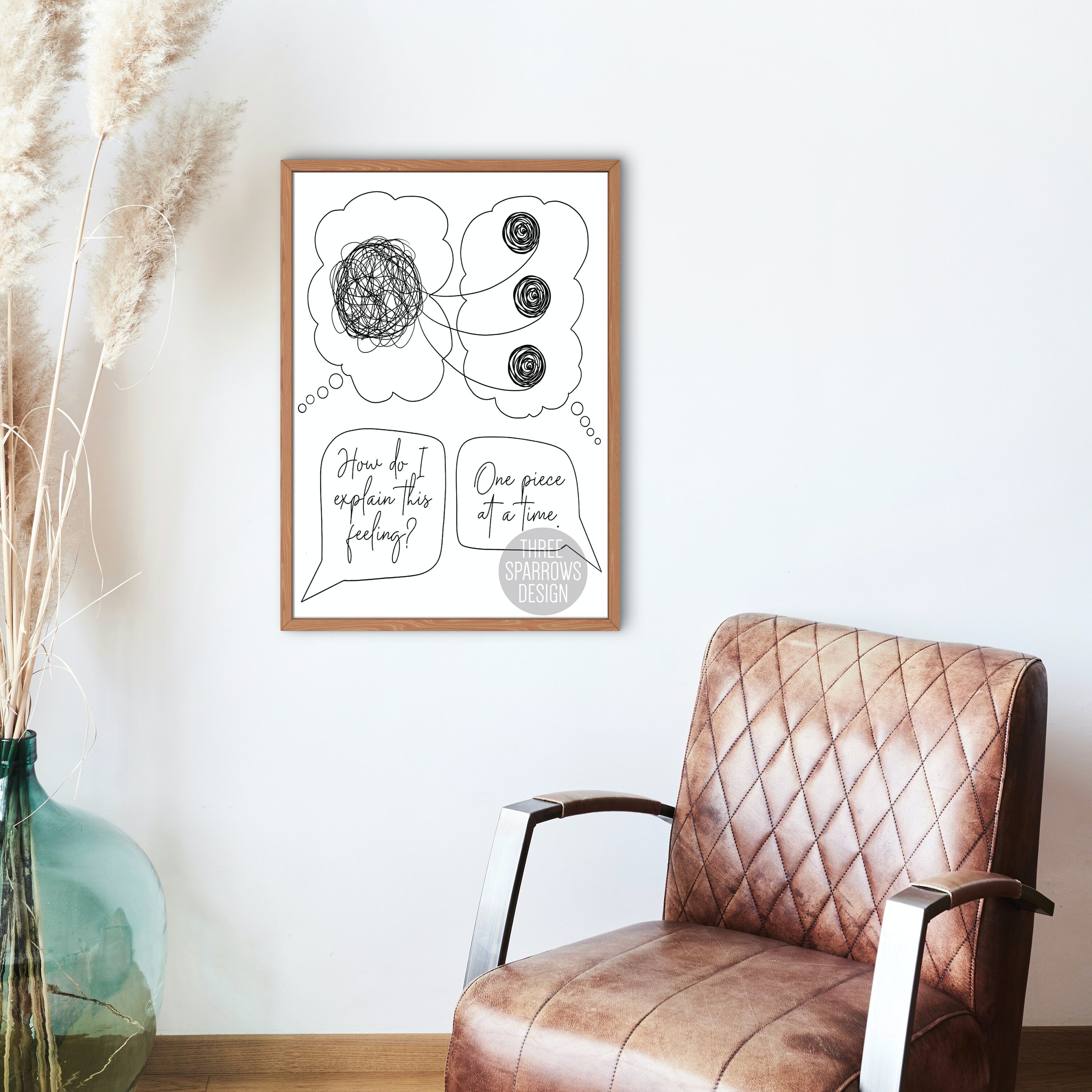 Therapy Yarn Art Print: Untangling Thoughts, Counselor Office Decor - Etsy