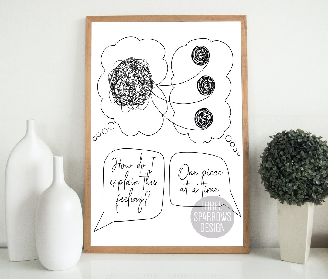 Therapy Yarn Art Print: Untangling Thoughts, Counselor Office Decor - Etsy