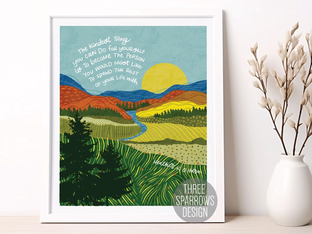 Self Compassion Art Print: Illustrated Mental Health Poster - Etsy