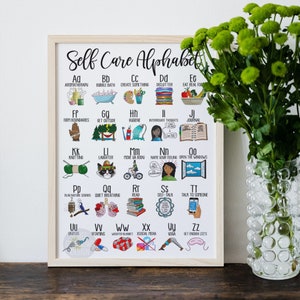 Self Care Alphabet Abc's of Self Care Mental Health Art Alphabet Poster ...
