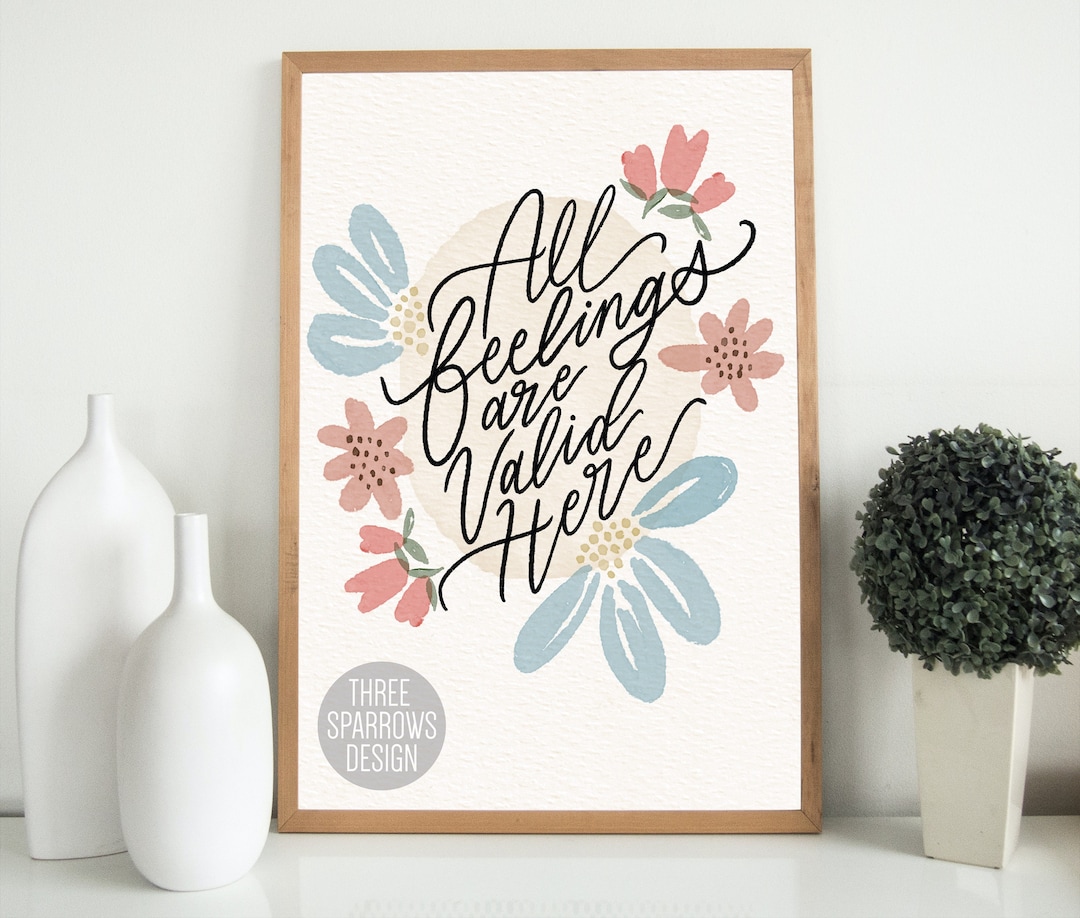 PRINTABLE - All Feelings Are Valid Here - Therapy Office Wall Decor ...