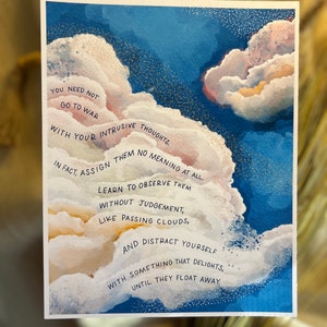 Mindfulness Intrusive Thoughts Print: Watercolor Therapy Decor - Etsy