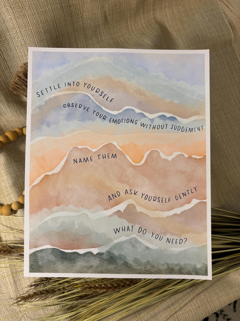 Settle Into Yourself Print: Watercolor Mental Health Quote, Therapist ...