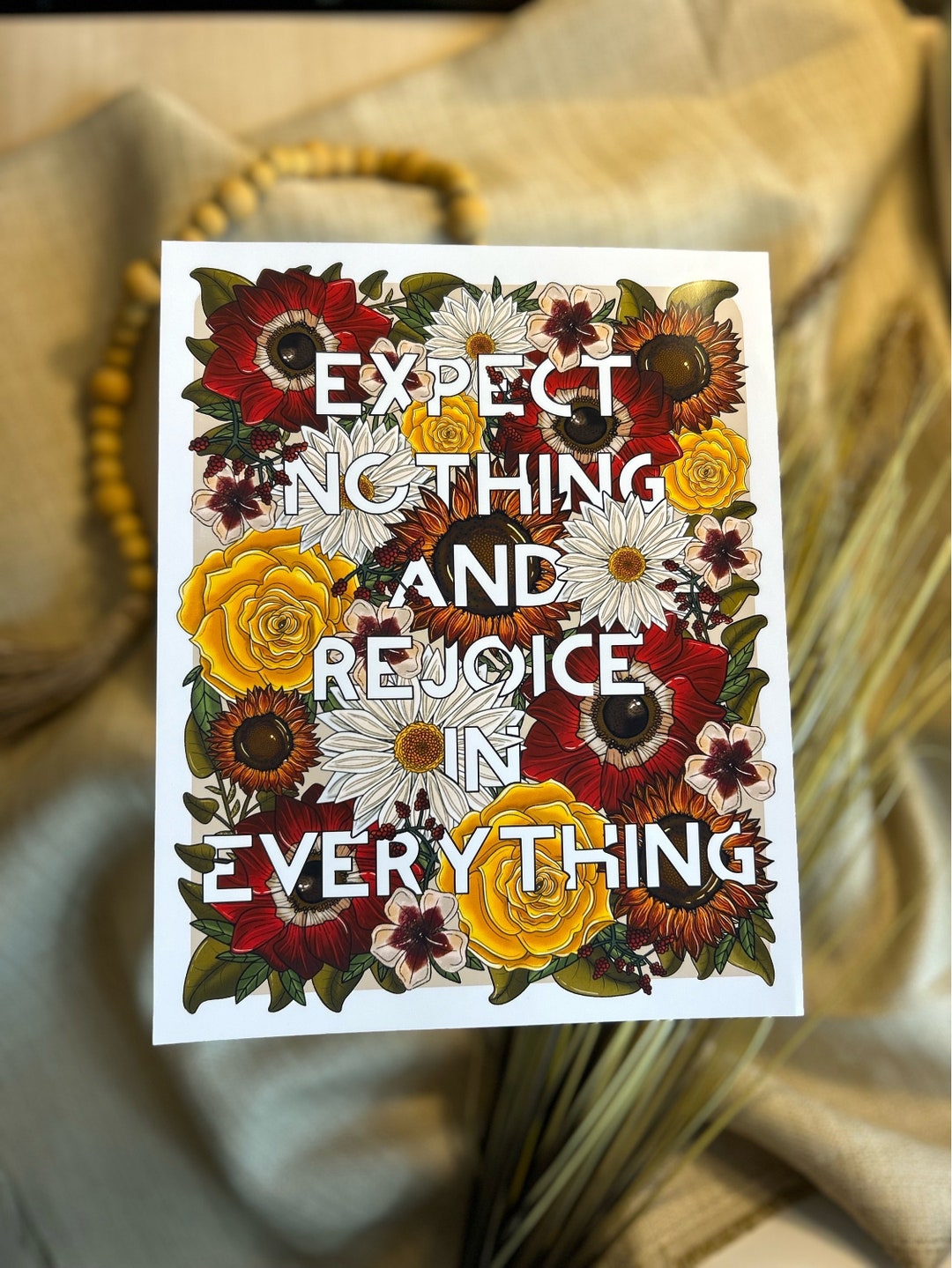Expect Nothing and Rejoice in Everything| Floral Gratitude Poster ...