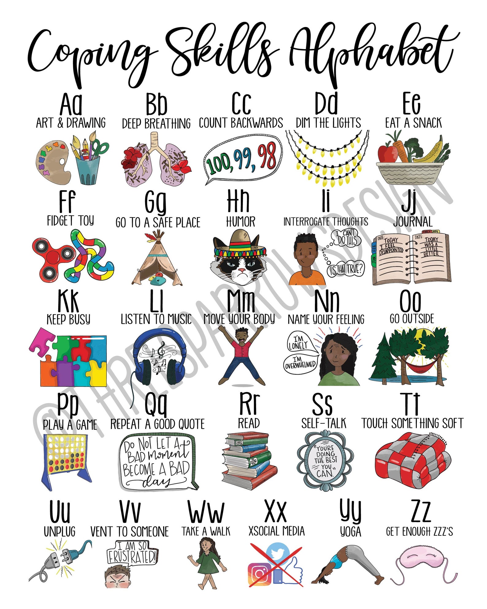 PHYSICAL Coping Skills Alphabet Coping Skills For Kids Etsy