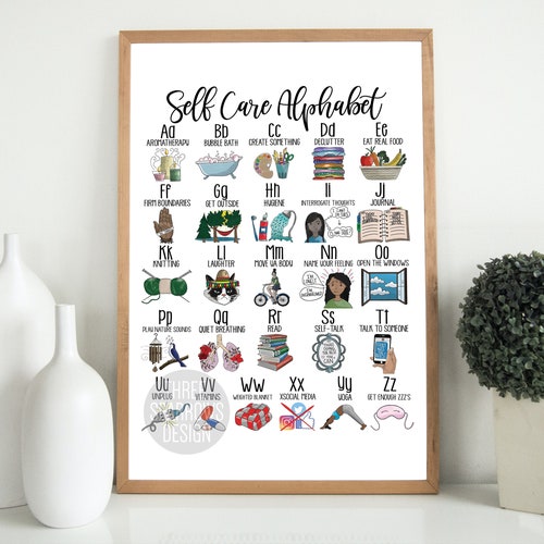 Self Care Alphabet Abc's of Self Care Mental Health Art - Etsy