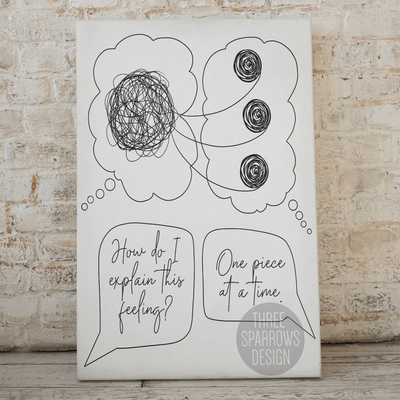Therapy Yarn Art Print: Untangling Thoughts, Counselor Office Decor - Etsy