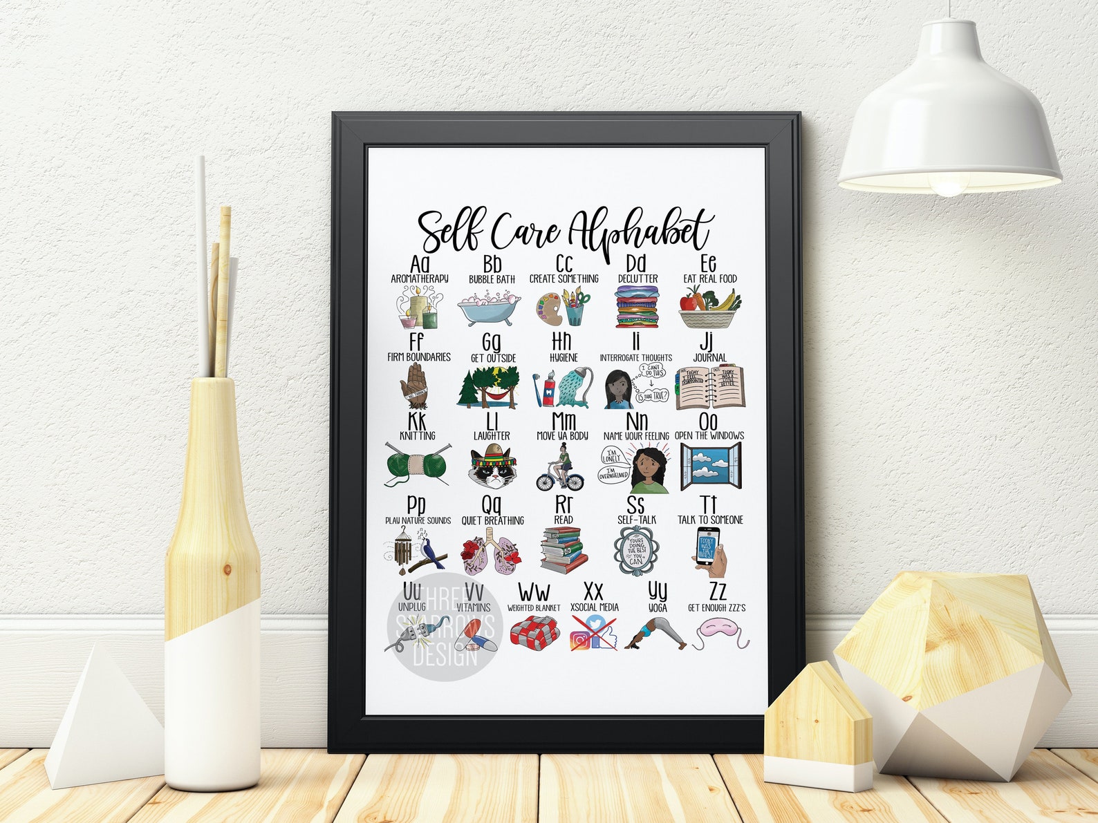 Self Care Alphabet Abc's of Self Care Mental Health Art - Etsy