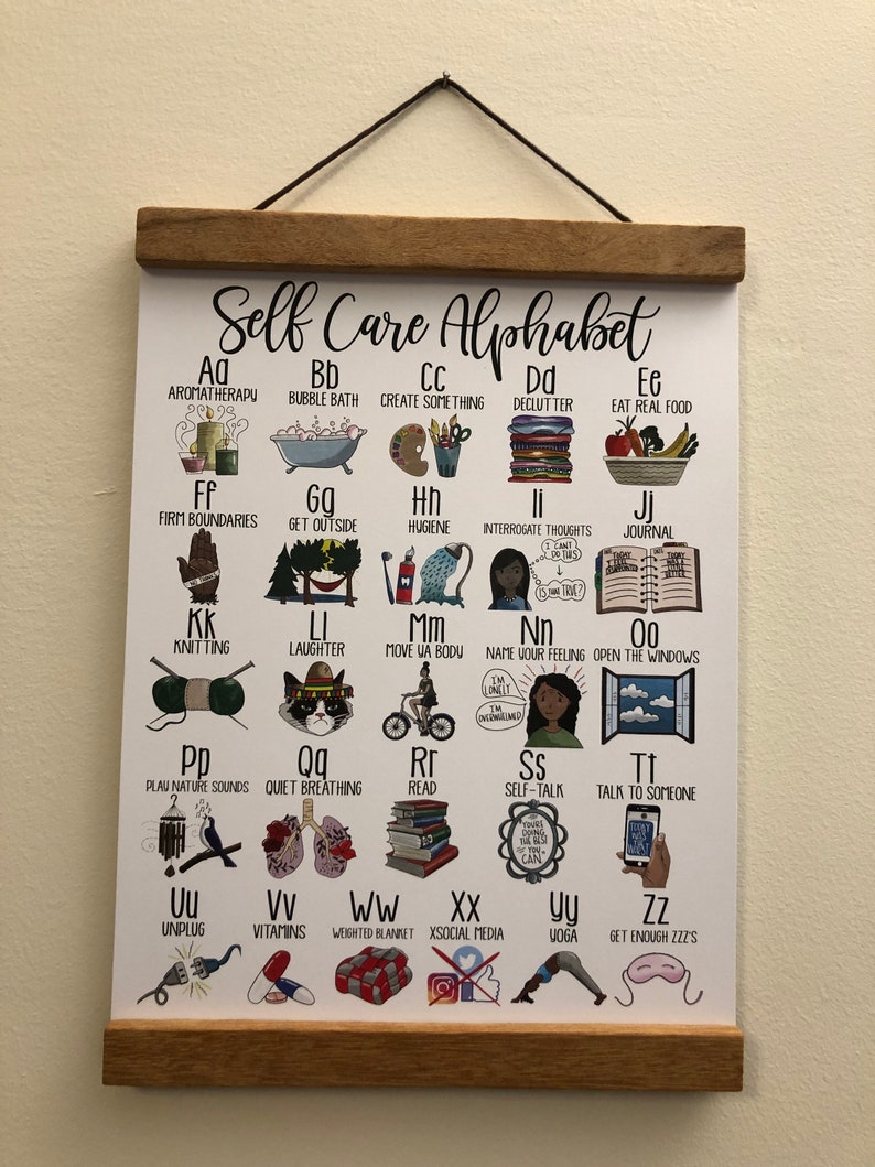 Self Care Alphabet Abc's of Self Care Mental Health Art - Etsy