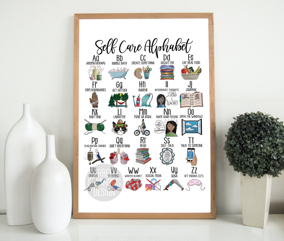 Self Care Alphabet Abc's of Self Care Mental Health Art - Etsy