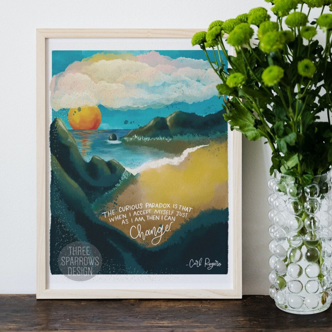 Carl Rogers Quote Print: Watercolor Therapy Office Decor, Self ...