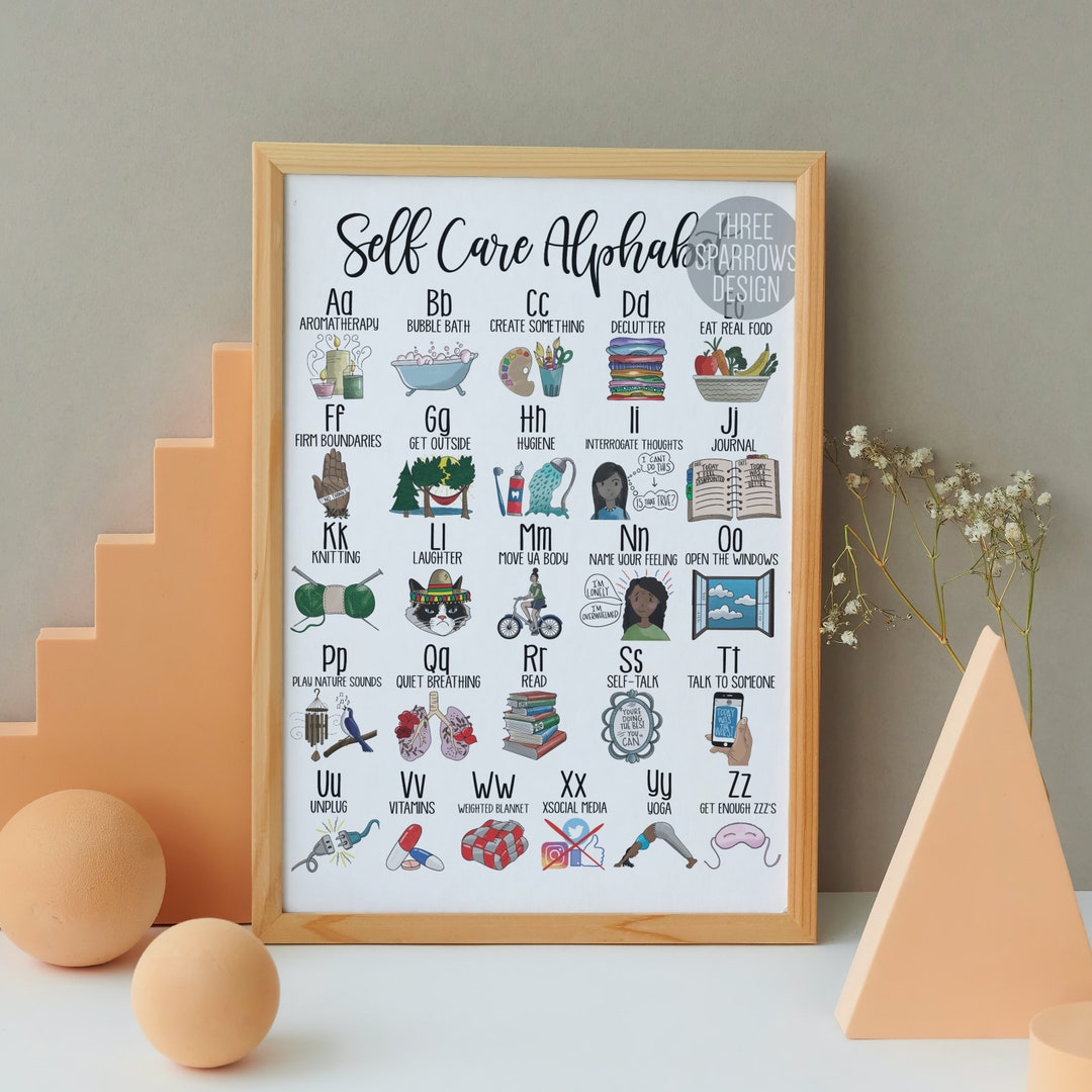 Self Care Alphabet Abc's of Self Care Mental Health Art - Etsy