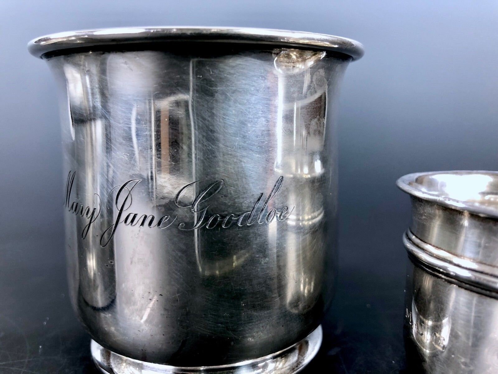 Antique STERLING SILVER Child's Cups Engraved Lot of 3