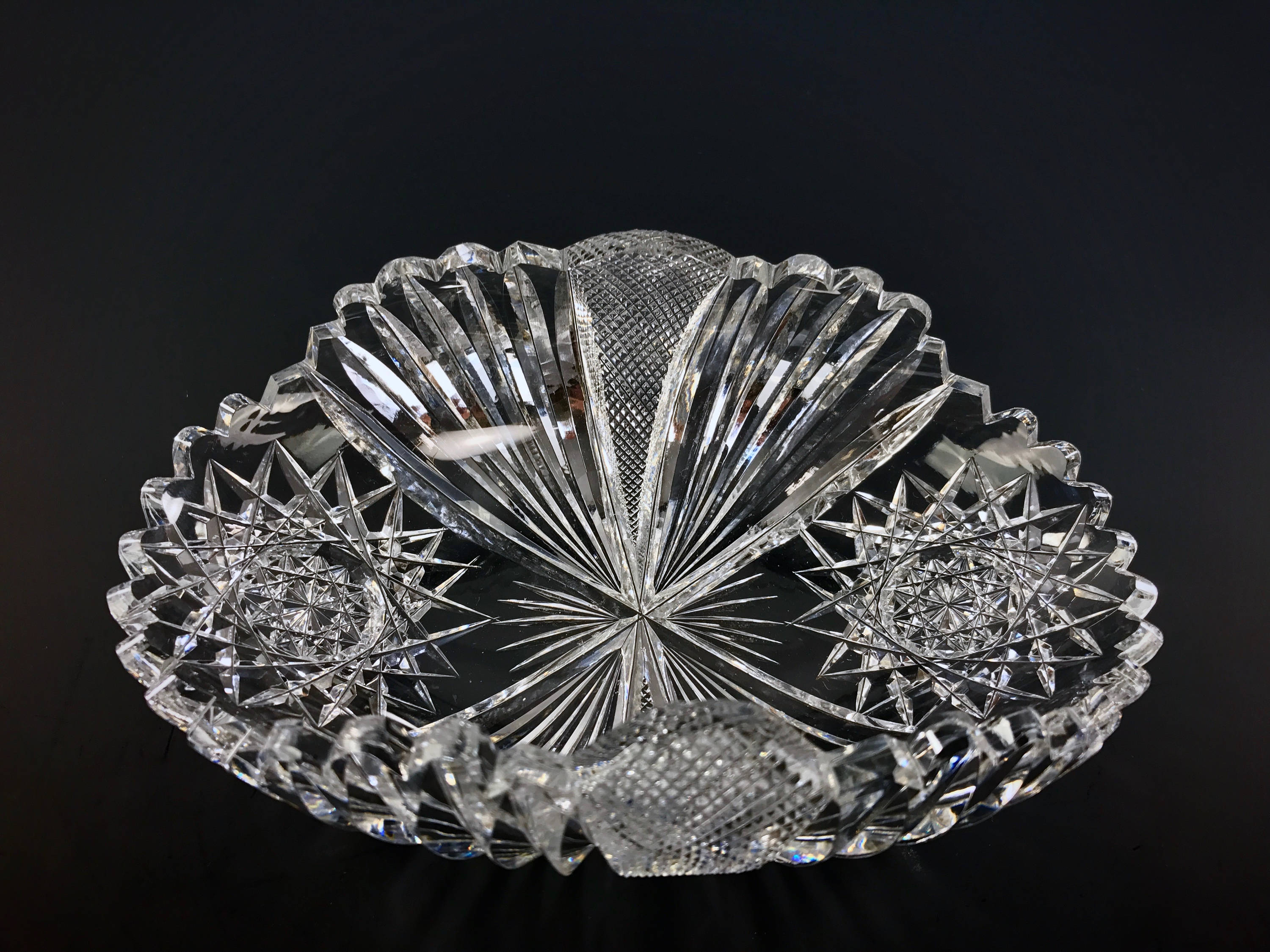 Antique PAIRPOINT Regal Pattern American Brilliant Cut Glass Rolled ...